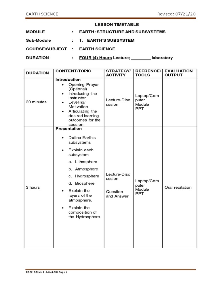 MODULE 2 Earth's Subsystem | PDF | Atmosphere Of Earth | Plate Tectonics