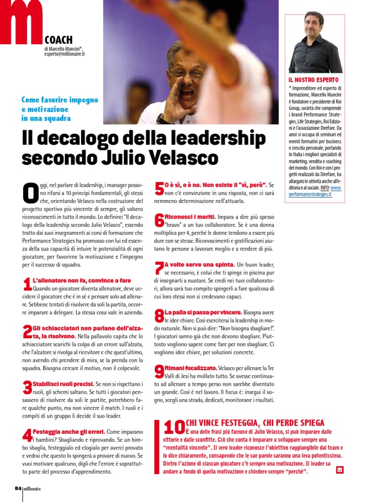 Julio Velasco - Decalogo Della Leadership | PDF