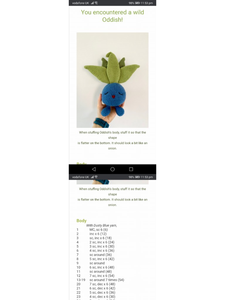 Pokemon Oddish Crochet | PDF