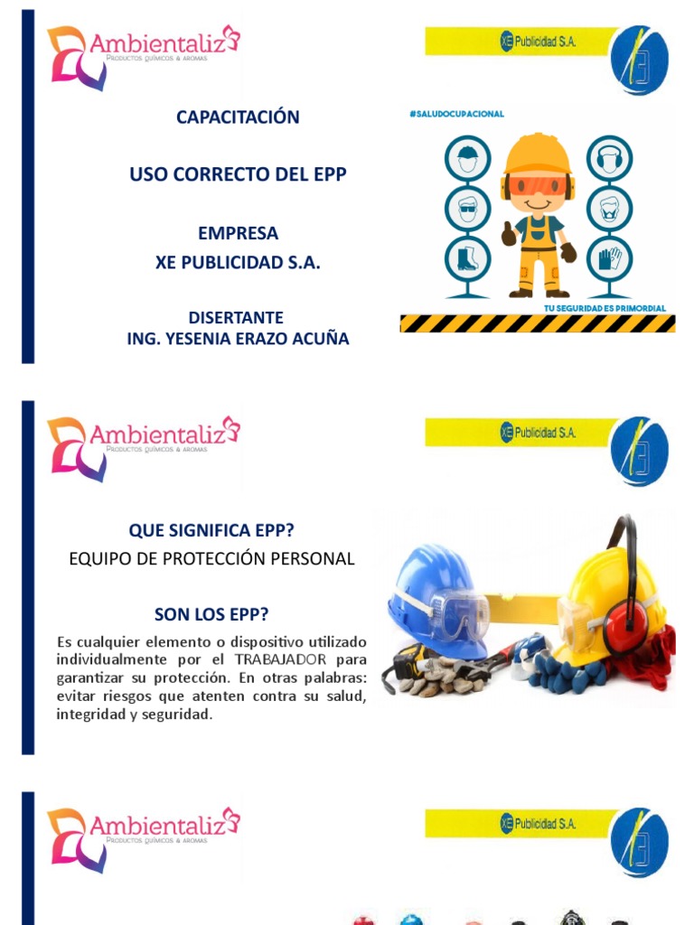 Uso Correcto Del Epp: Capacitación | PDF