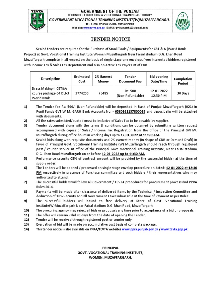 Tender Notice | PDF | Taxes | Economies