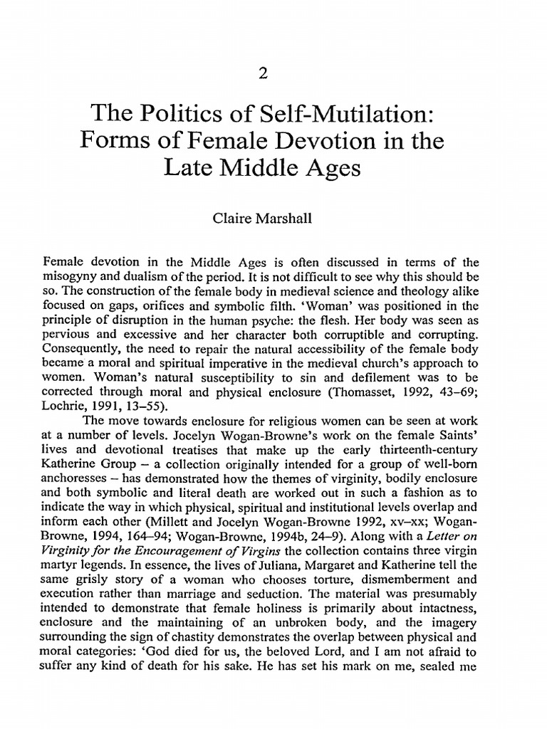 Marshall, Claire - The Politics of Self-Mutilation Forms of Female ...