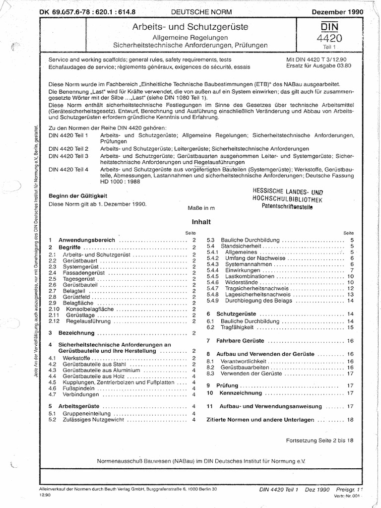 DIN 4420 Teil 1 - 1990 - (PL) - (N) | PDF