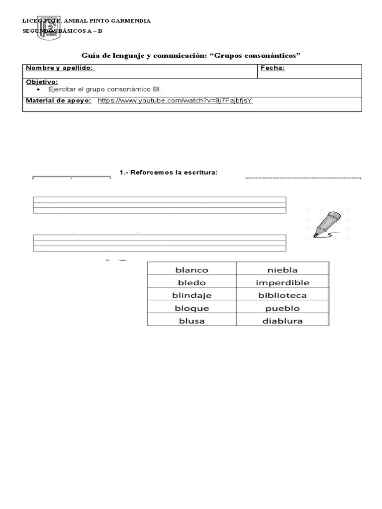 Actividades de Grupos Consonánticos | PDF | Voz humana | Fonética