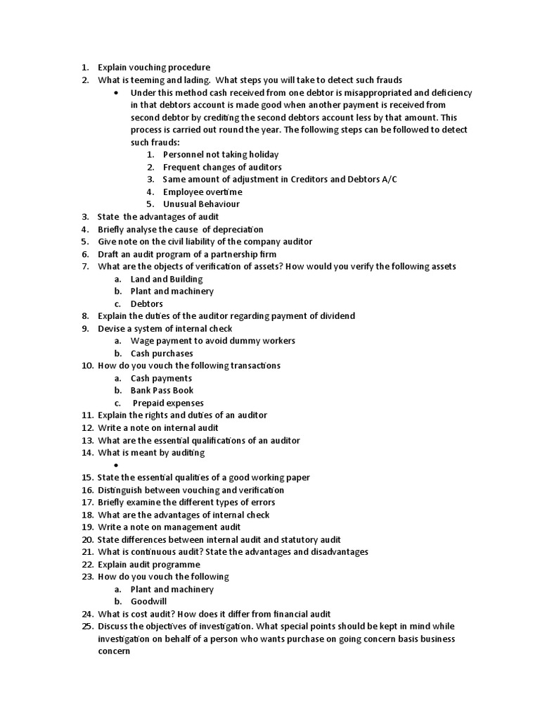 Auditing Question Papers | PDF | Audit | Auditor's Report