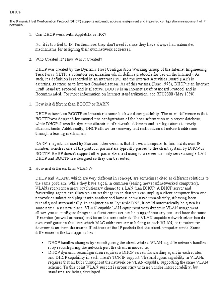 DHCP | PDF | Ip Address | Domain Name System