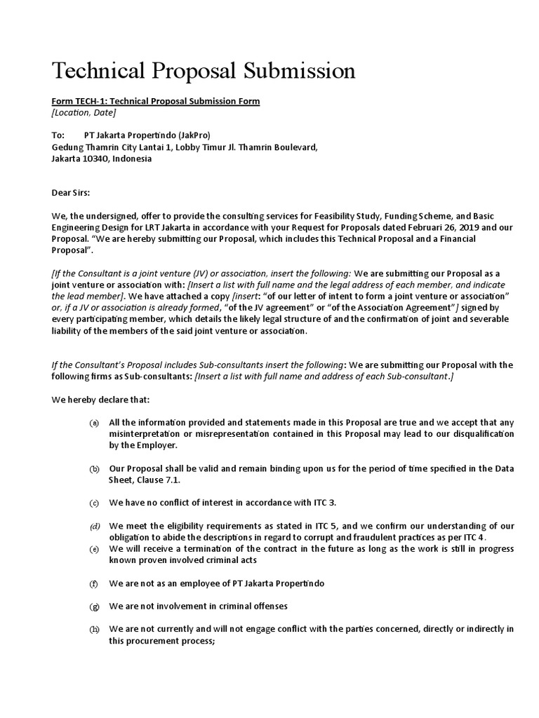 Technical Proposal Submission | PDF | Salary | Employment