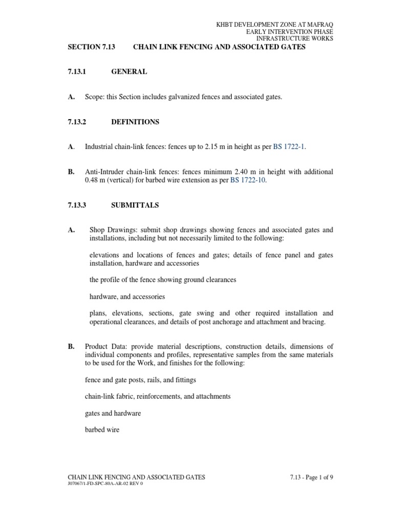 Chain Link Fencing and Gate | PDF | Wire | Galvanization