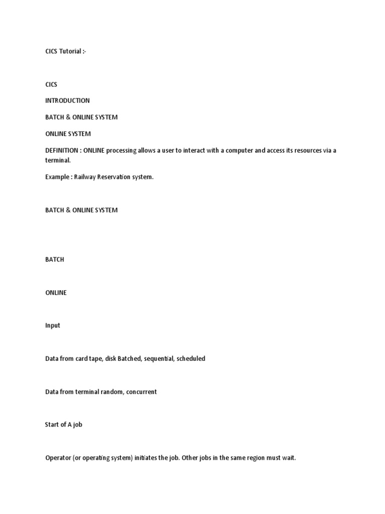 CICS Tutorial | PDF | Programming | Computer Program