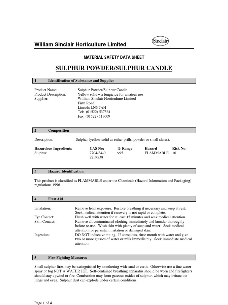 Deadfast Sulphur Candle | PDF | Sulfur | Explosive Material
