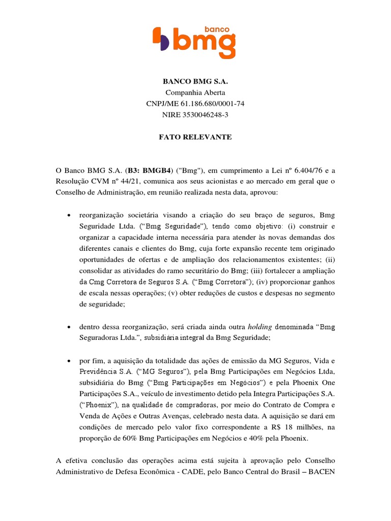 Banco BMG | PDF | Empresas | Investimentos