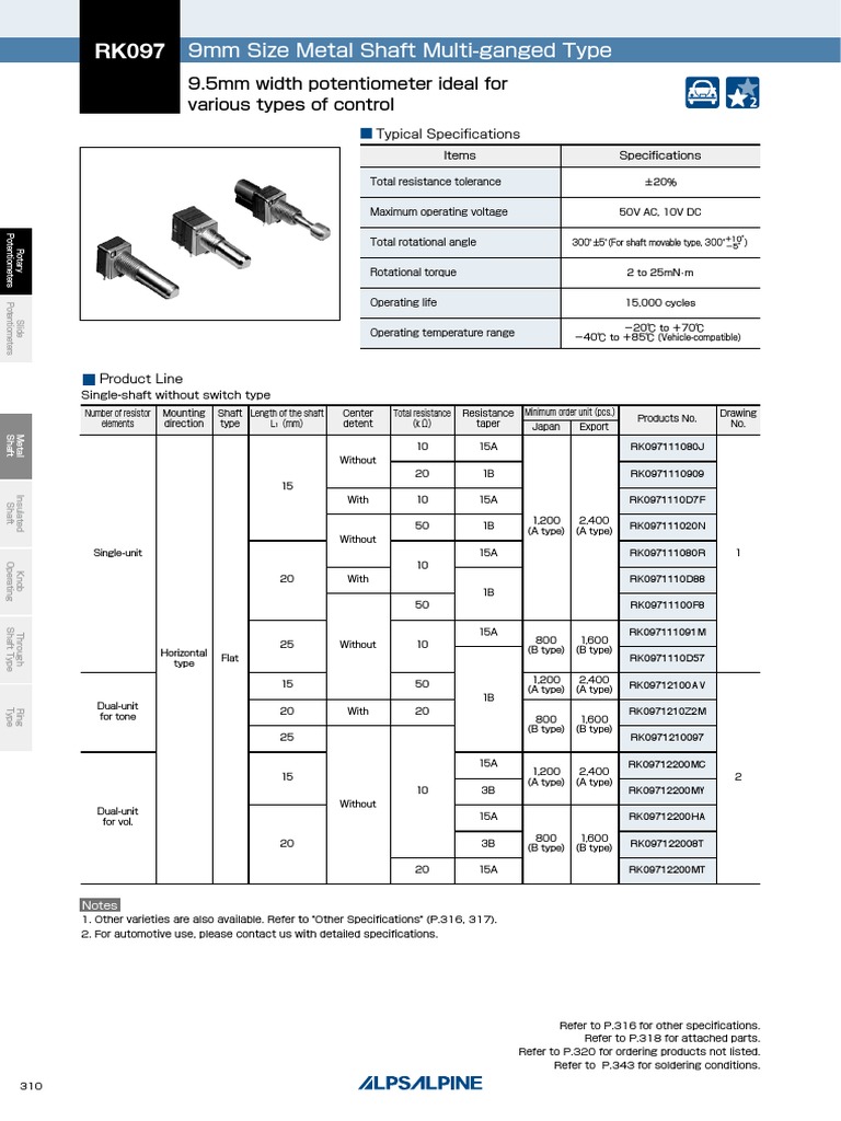 Potenciómetros 20 KOhms 20% | PDF | Resistor | Switch