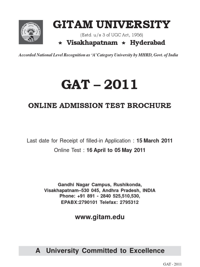 Gitam University: Online Admission Test Brochure | PDF | University And ...