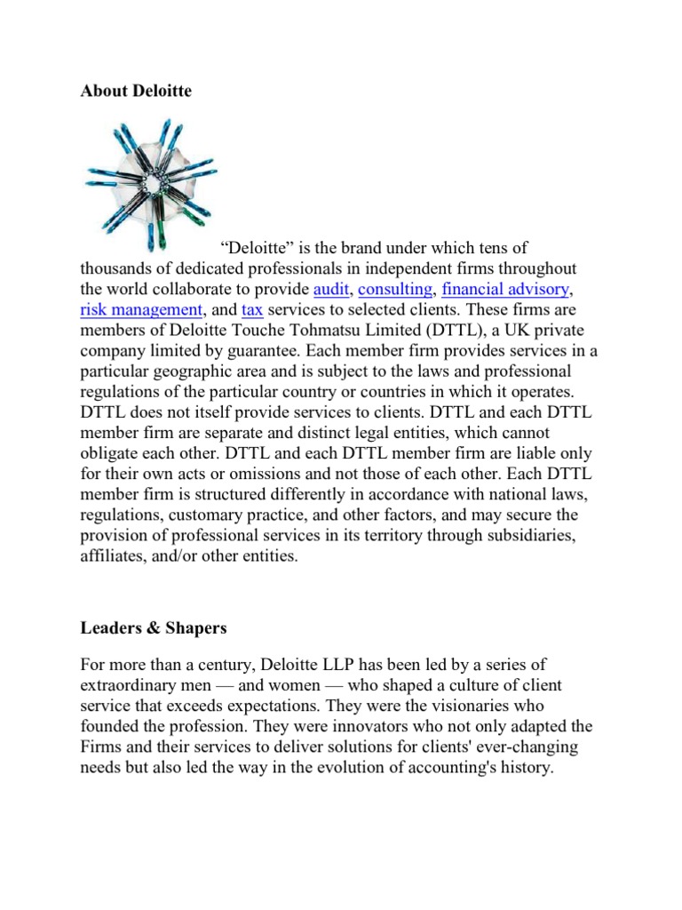 Deloitte | PDF | Corporations | Corporate & Business History