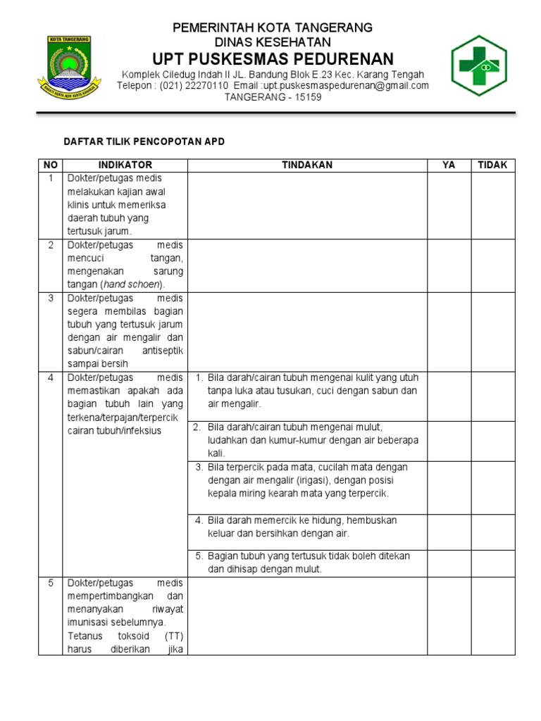 Daftar Tilik Tertusuk Jarum | PDF | Pengembangan Diri | Kesehatan Holistik