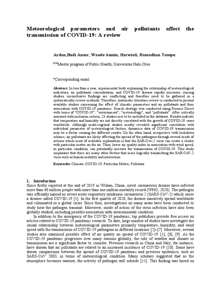Meteorological Parameters and Air Pollutants | PDF | Humidity ...