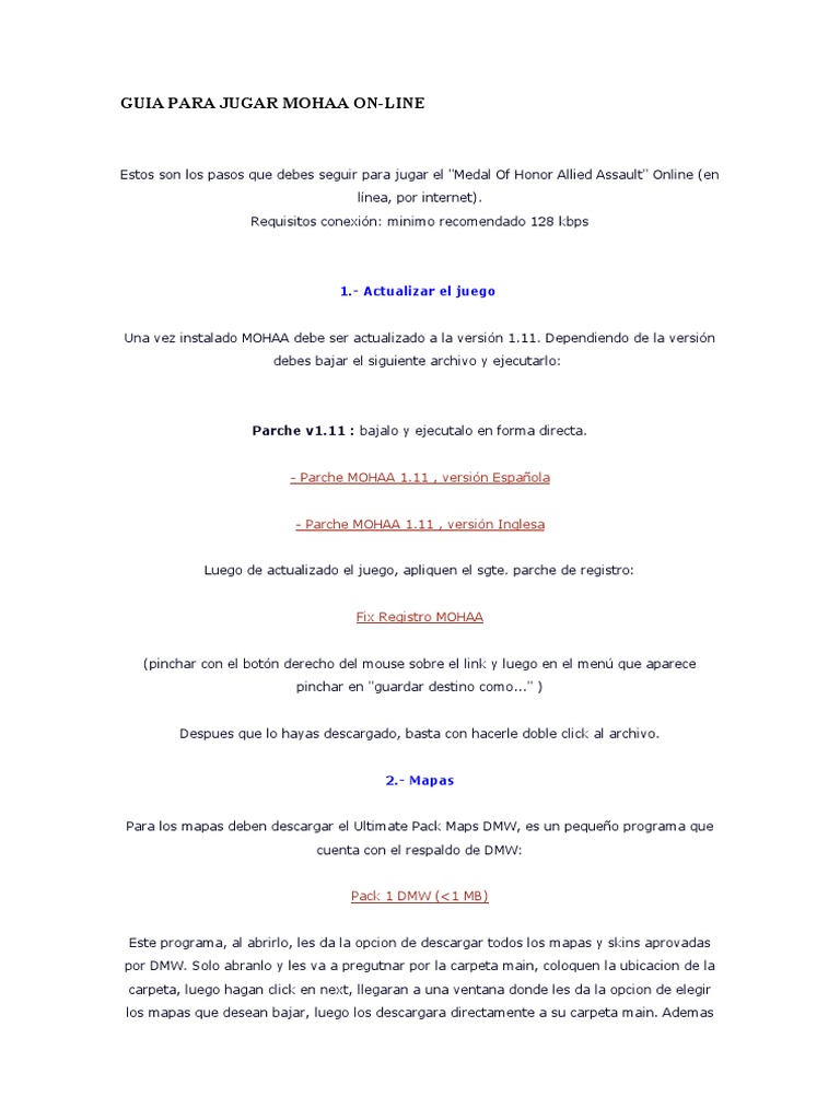 Guia para Jugar Mohaa On-Line | PDF | Arquitectura de Computadores ...