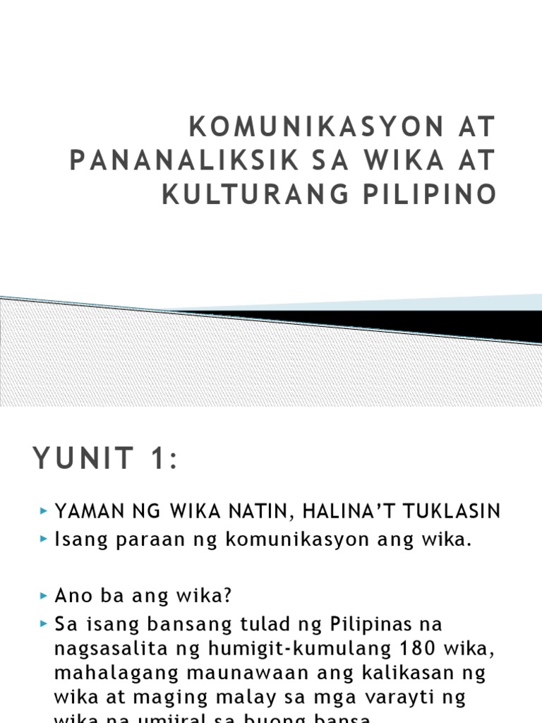 Komunikasyon at Pananaliksik Sa Wika at Kulturang Pilipino | PDF