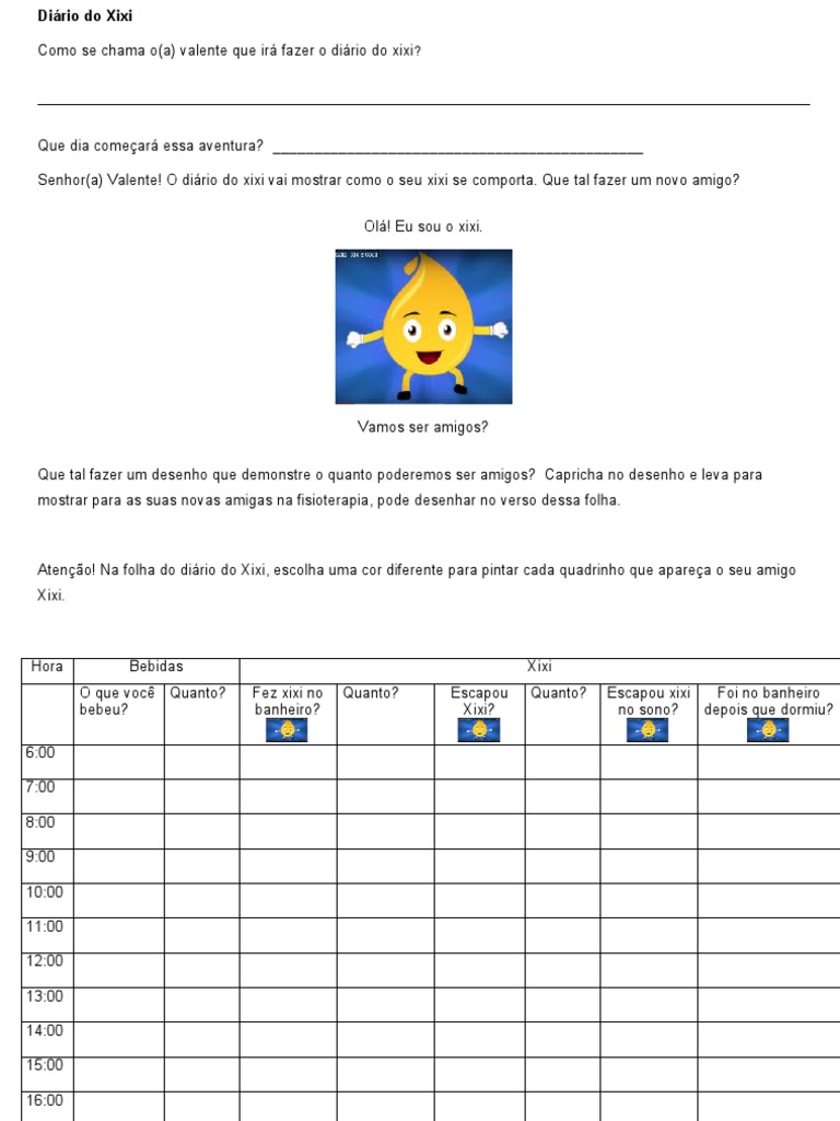 Diário Do Xixi - Infantil | PDF