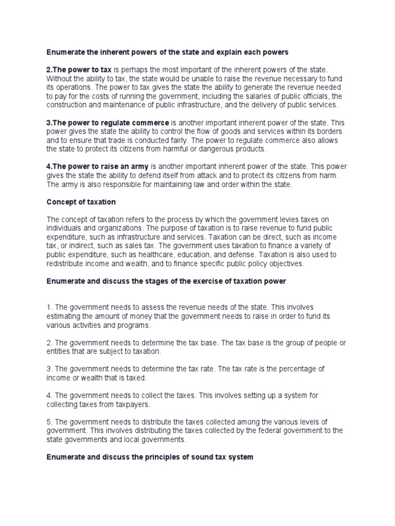 Enumerate The Inherent Powers of The State and Explain Each Powers ...