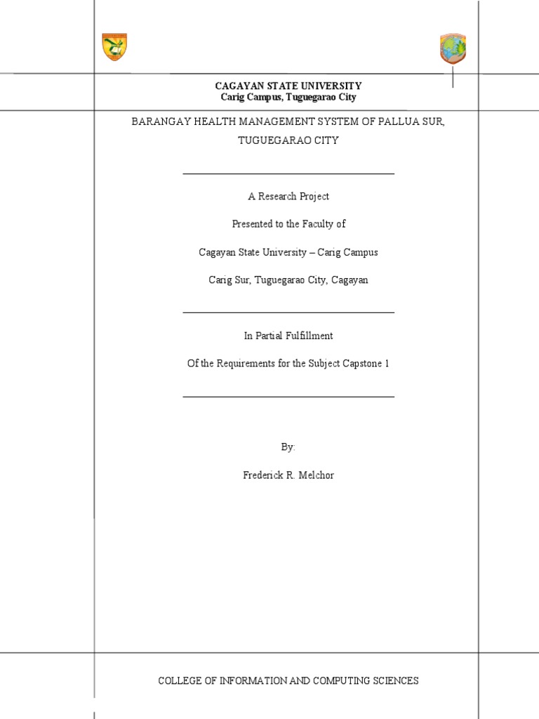 Barangay Health System for Pallua Sur | PDF | Electronic Health Record ...