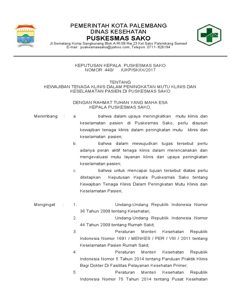 9.1.1.1 8.7.2.3 SK Kewajiban TNG Klinis DLM PMKP | PDF