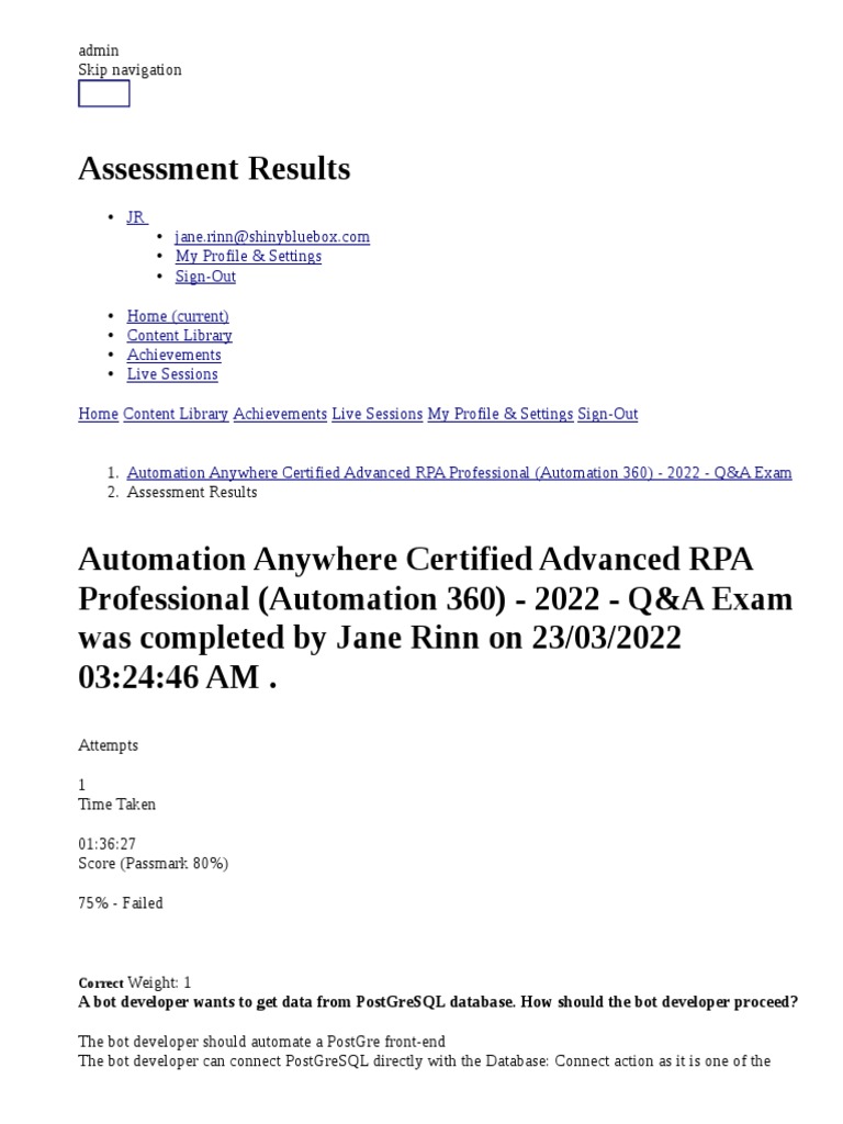 Assessment Results - HTML | PDF | Microsoft Excel | Comma Separated Values