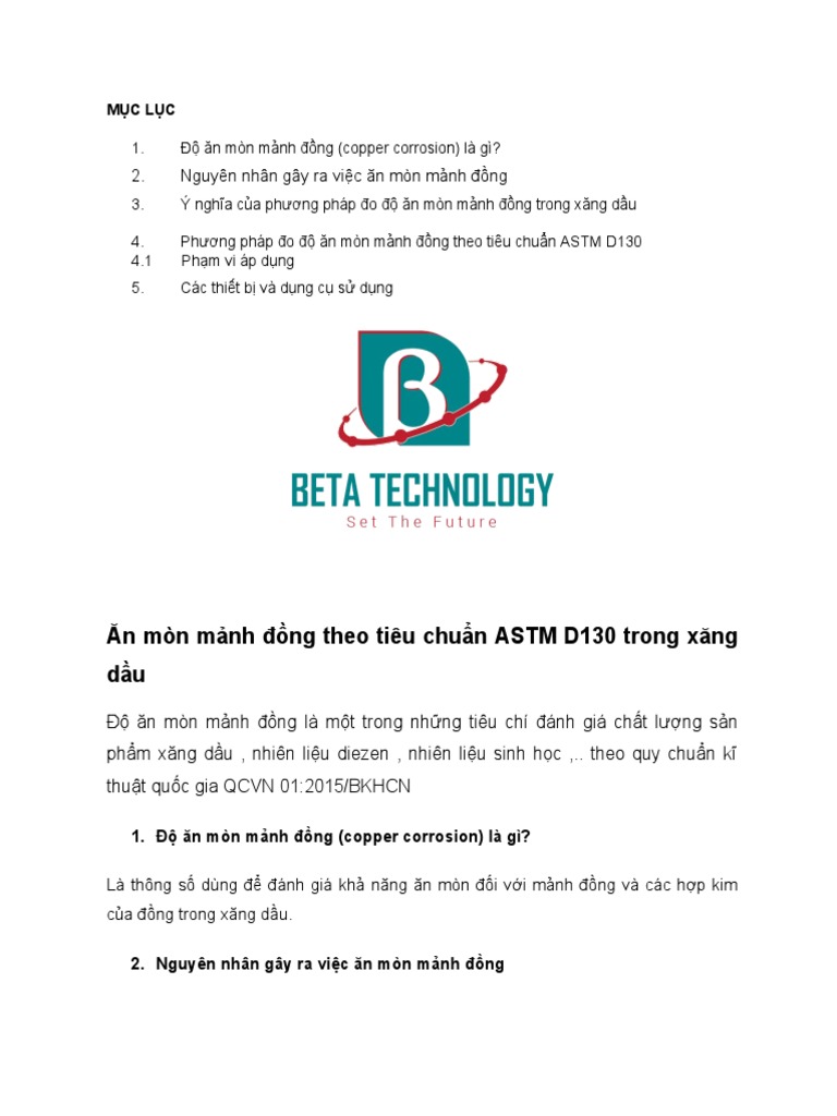 Ăn mòn mảnh đồng theo tiêu chuẩn ASTM D130 trong xăng dầu | PDF
