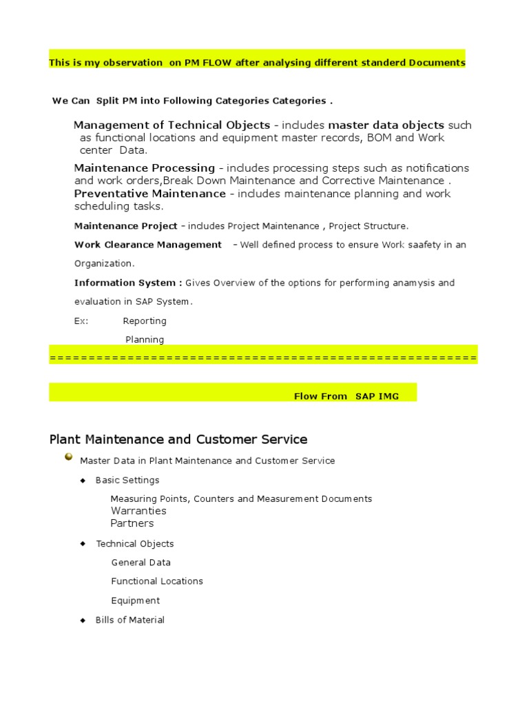SAP PM Flow | Download Free PDF | Project Management | Information ...