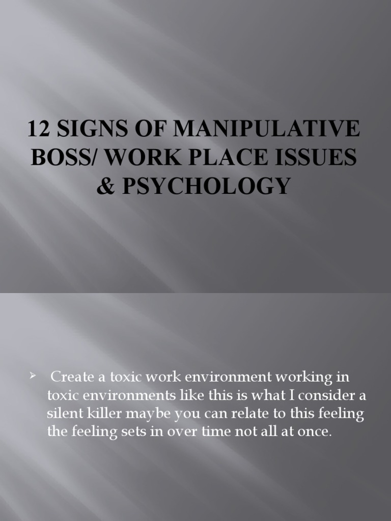 12 Signs of Manipulative Boss | PDF