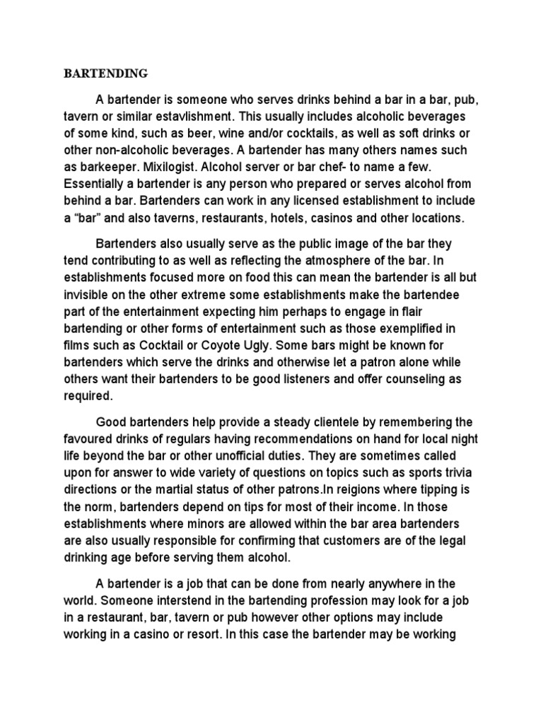 BARTENDING | PDF