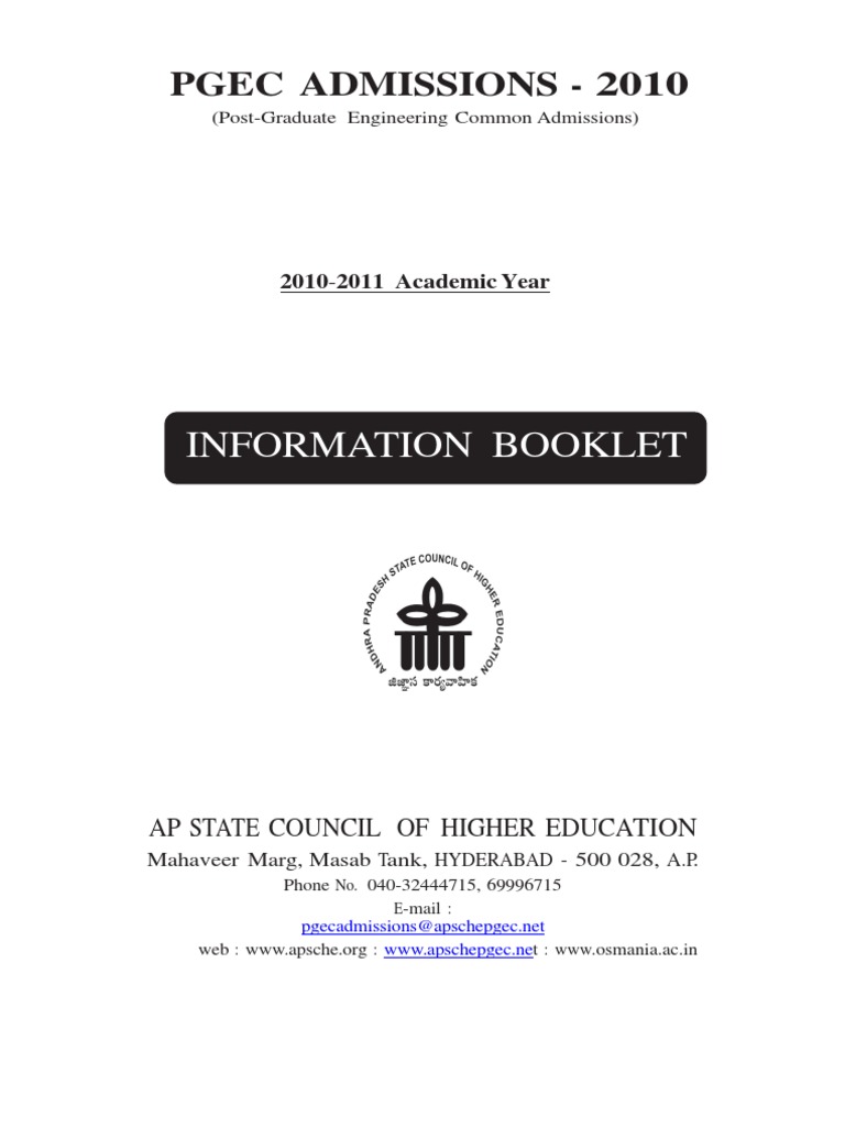 Information Booklet 2010 | PDF | University And College Admission ...