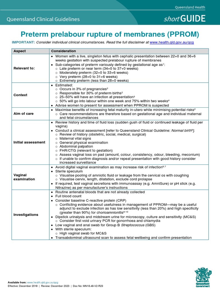 G Pprom | PDF | Preterm Birth | Childbirth