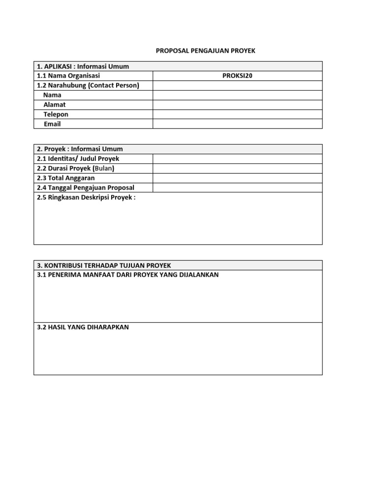 Proposal Pengajuan Proyek PROKSI20 | PDF