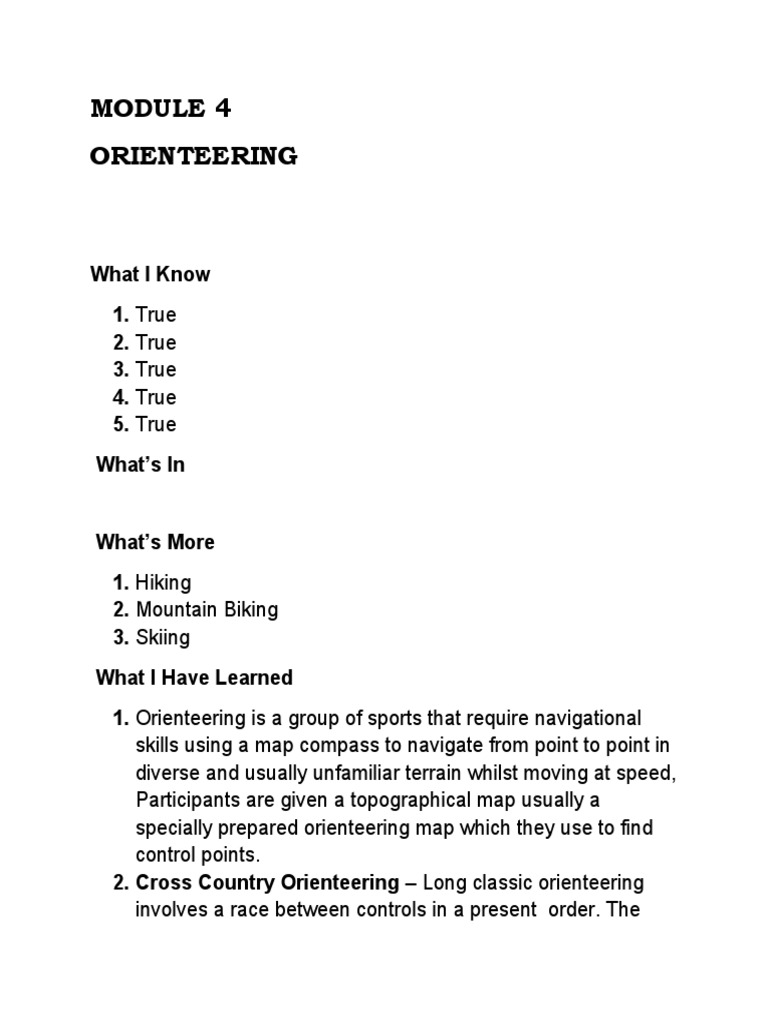 MODULE 4 Orienteering | PDF