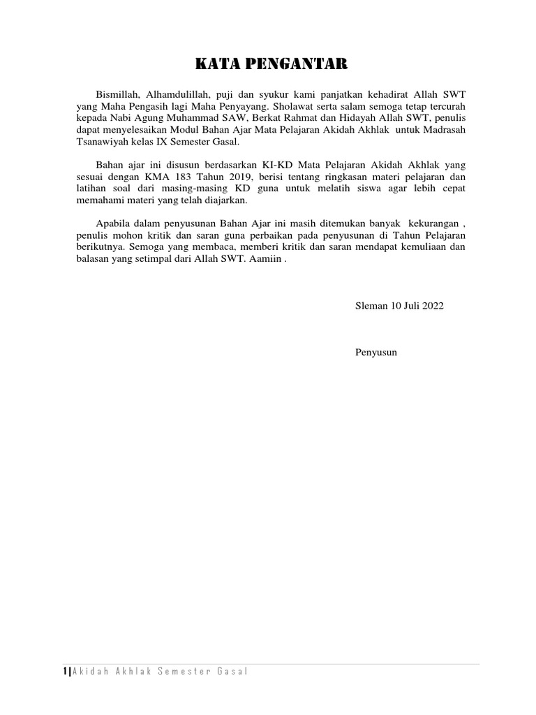 Modul Akidah 9 Gasal 2021-22 KMA 183 | PDF