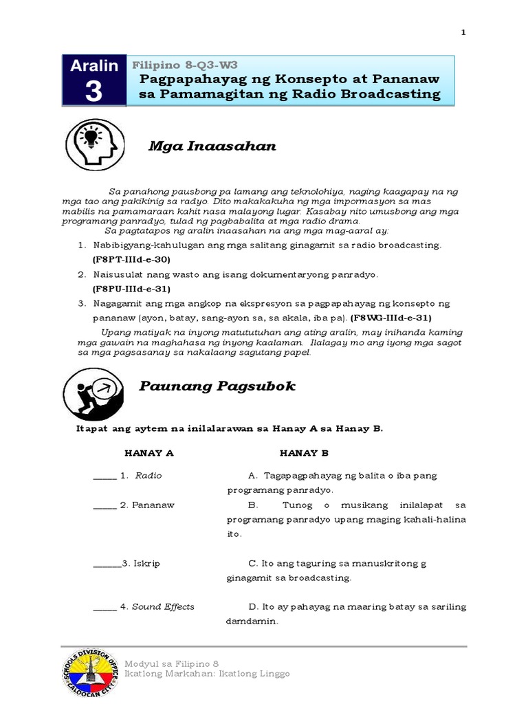 Filipino 8 Q3 Week 3 1 | PDF