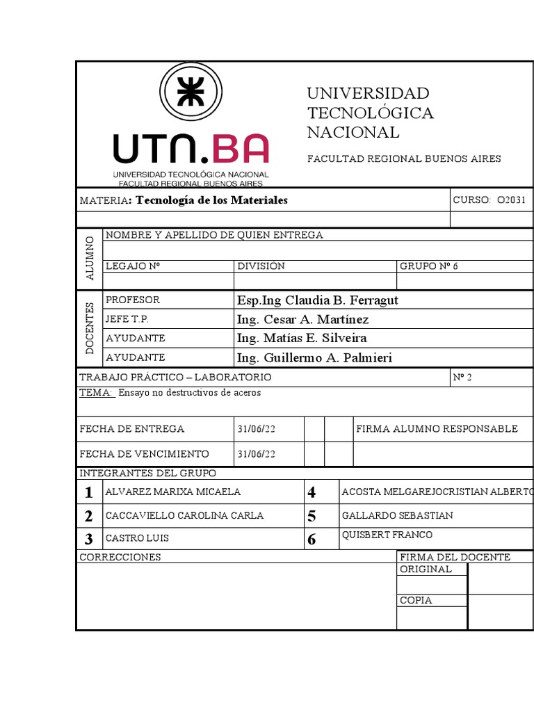 TP Laboratorio N°2 - Ensayos No Destructivos | PDF | Ultrasonido | Rayo X