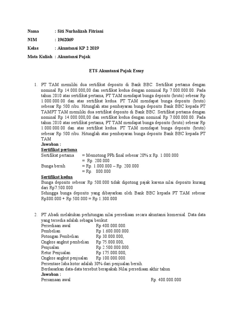 Perhitungan Pajak dan Persediaan Akuntansi | PDF