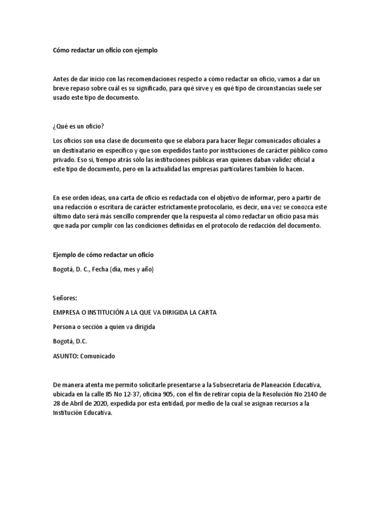 Cómo Redactar Un Oficio: Ejemplos Y Plantillas En Word, 54% OFF