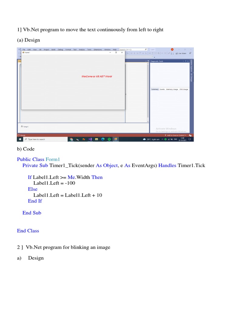VB.Net programs to display text, handle exceptions, calculate salary & more | PDF | Visual Basic ...
