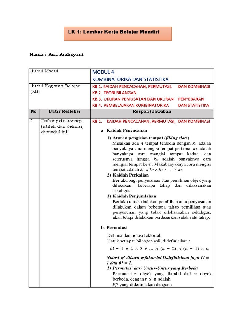 Kombinatorika dan Statistika Dasar | PDF