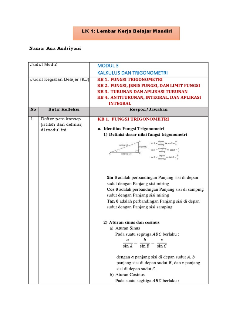 Modul Kalkulus dan Trigonometri | PDF | Metode & Bahan Ajar