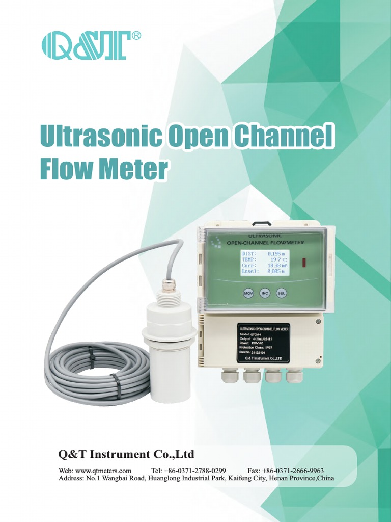 Q&T Open Channel Flow Meter Catalog | PDF | Flow Measurement | Ultrasound