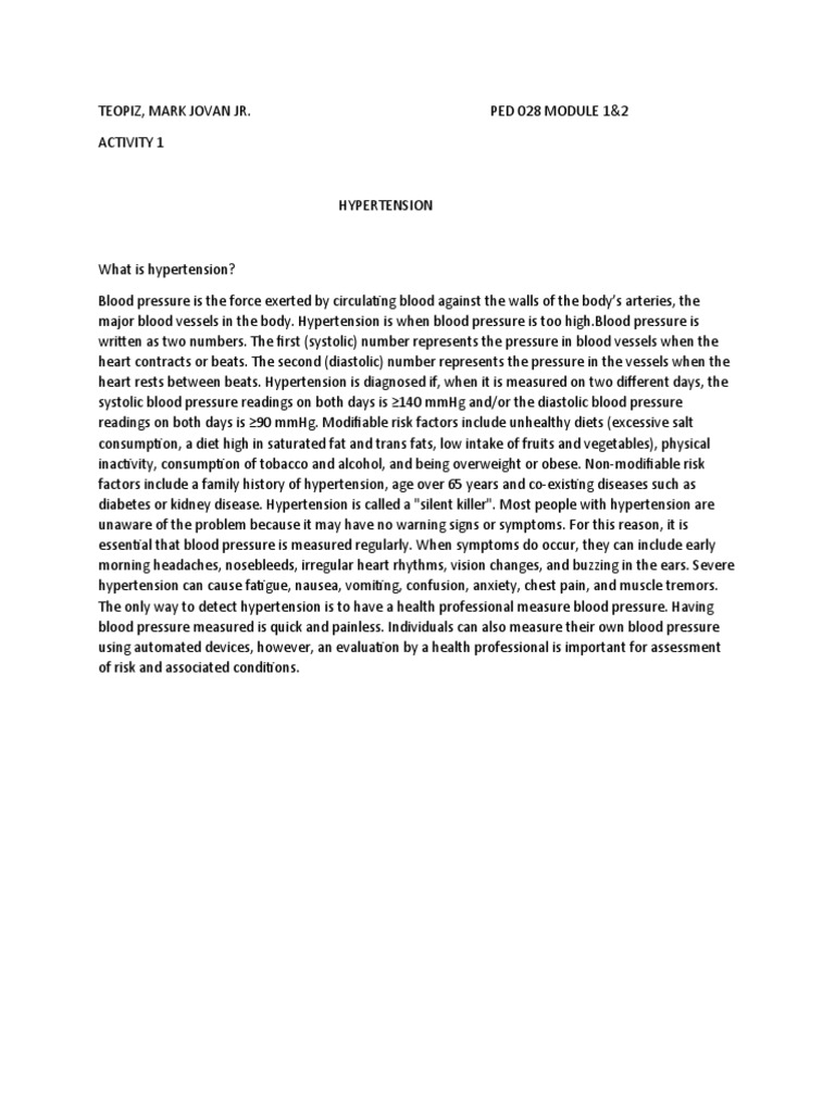PE4 | PDF | Hypertension | Blood Pressure
