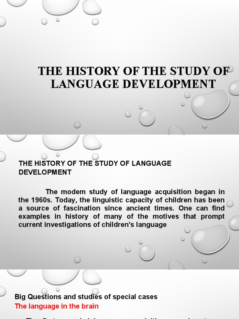 The History of The Study of Language Development | PDF | Linguistics ...