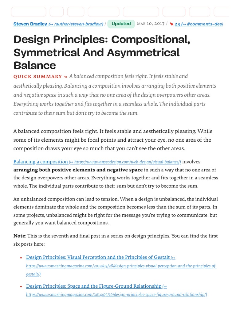 Design Principles - Compositional, Symmetrical and Asymmetrical Balance - Smashing Magazine ...