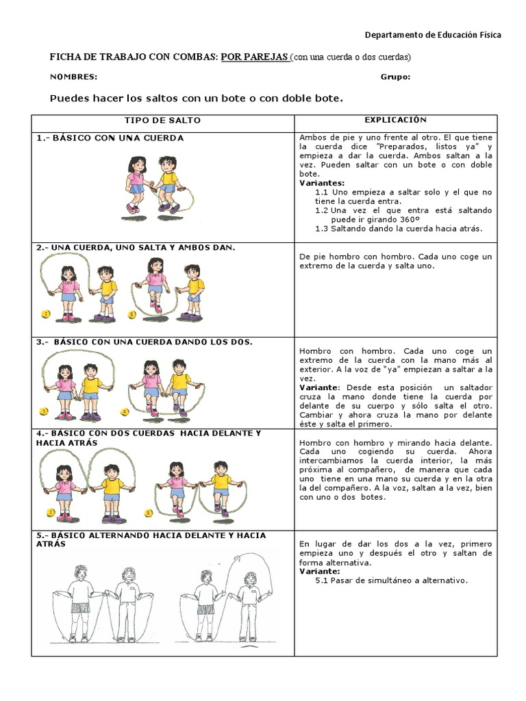 Tipos de Saltos con Cuerda en Parejas | PDF
