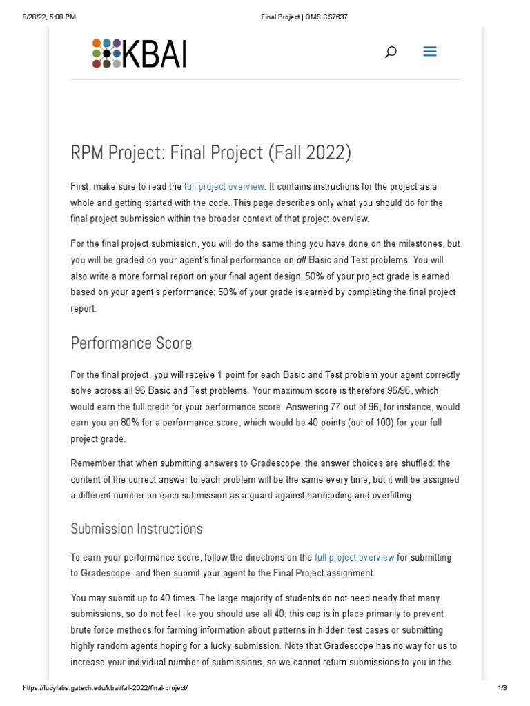 Final Project - OMS CS7637 | PDF | Peer Review | Cognition