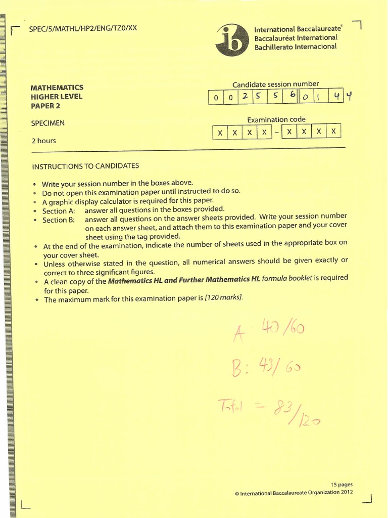 Ib HL Math Spec 2014 p2 | PDF